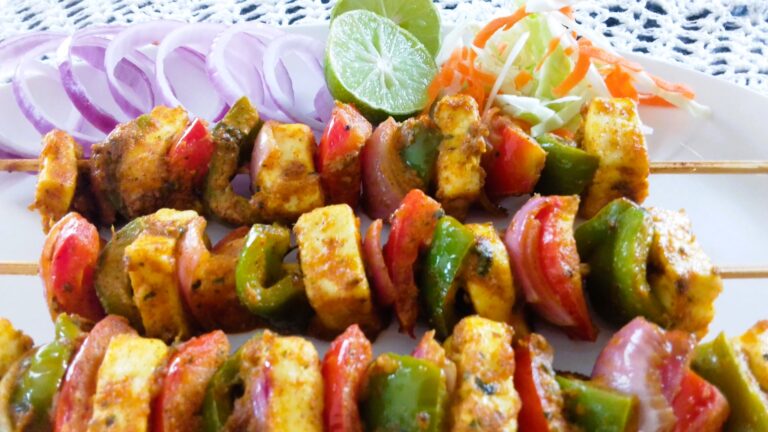Paneer Tikka Skewers – Oven Baked Cottage Cheese Sticks - Seasonal Flavours