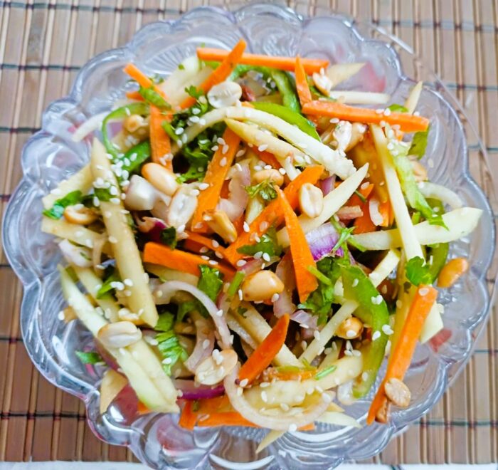 Thai Raw Mango Salad With Sesame Dressing - Tangy Thai Twist - Seasonal ...